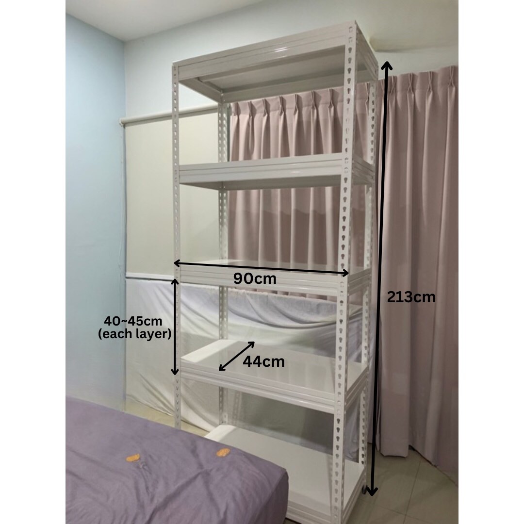 5 Tier Heavy Duty White Metal Rack Shelf Rak Besi, Furniture & Home ...