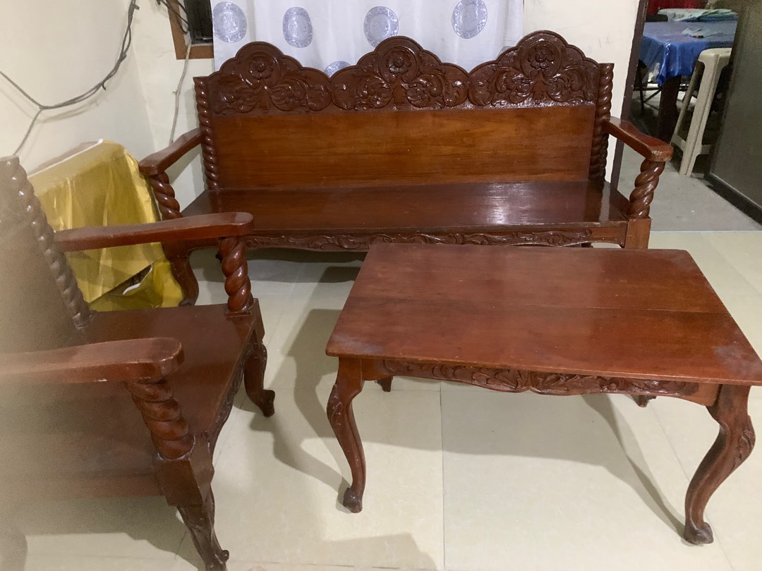 5pc Narra Sala set chair chairs table furniture wooden wood, Furniture ...