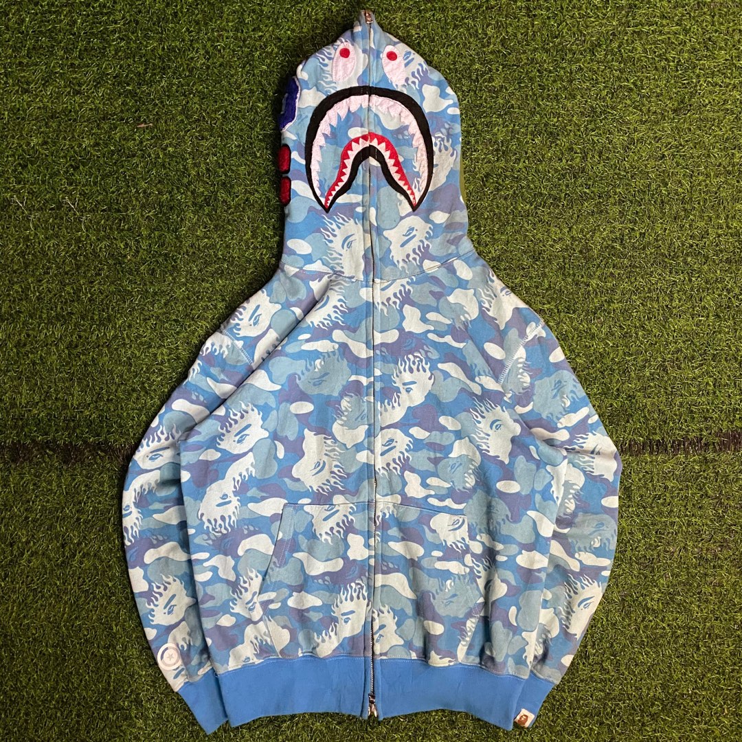 BAPE BLUE FLAME FULLZIP HOODIE, Men's Fashion, Tops & Sets, Hoodies on ...