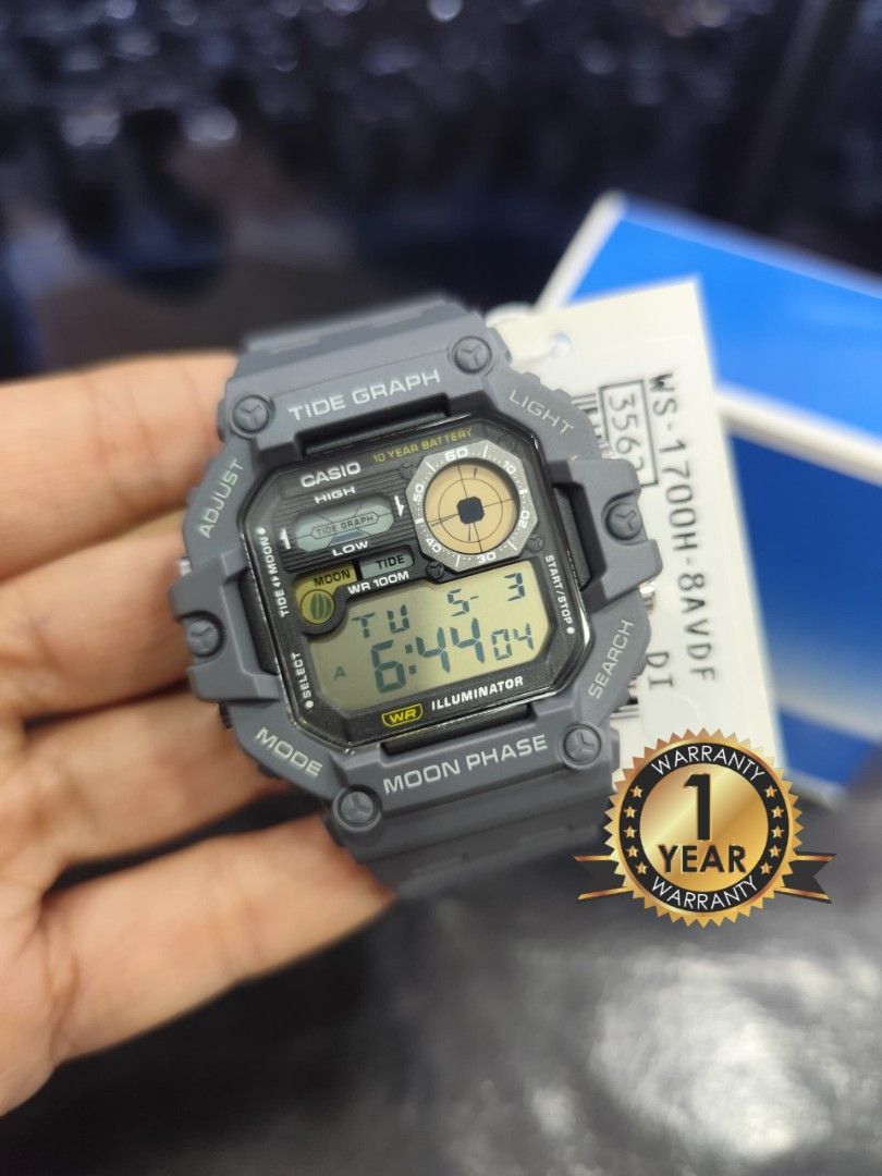 Casio Digital Watch Tide graph Moon Phase WS-1700H, Men's Fashion ...