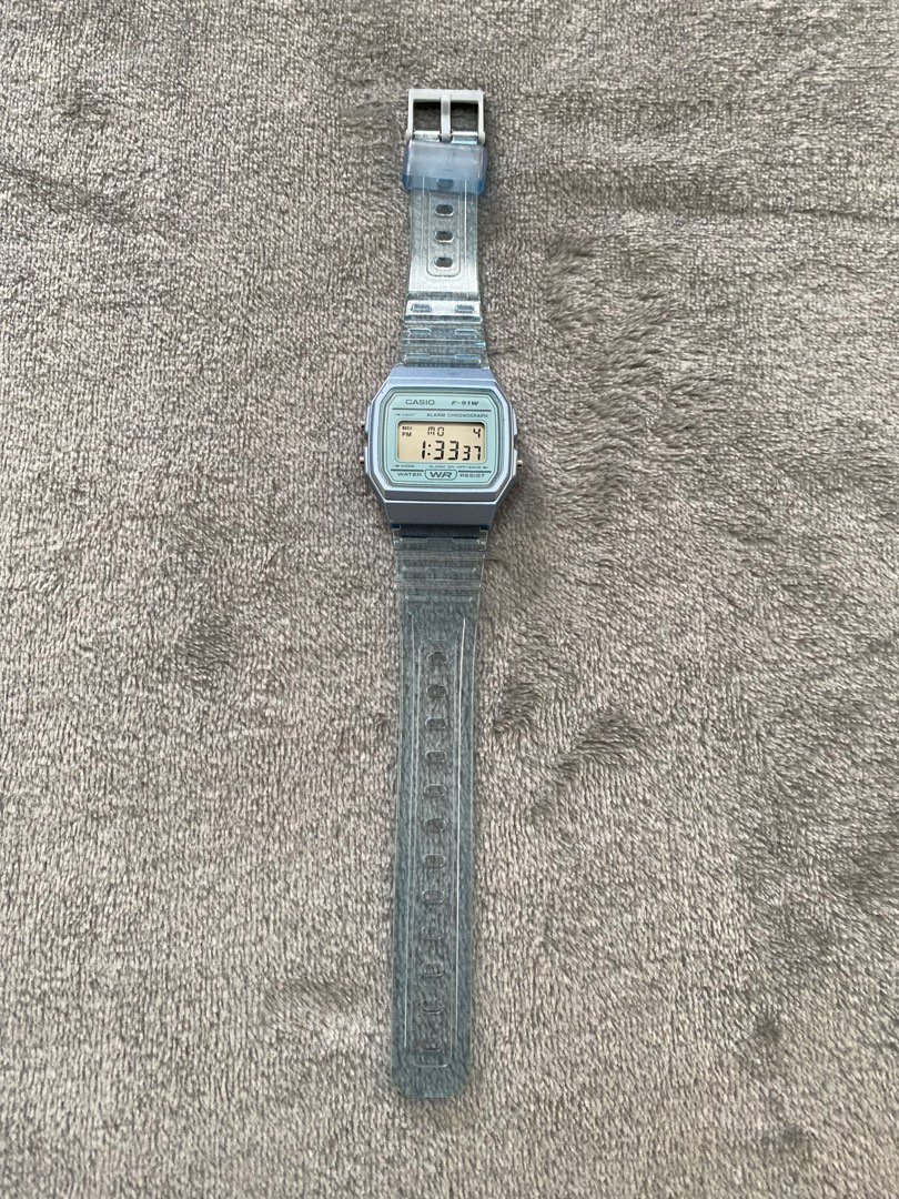 Casio F-91W Transparent Blue, Women's Fashion, Watches & Accessories ...