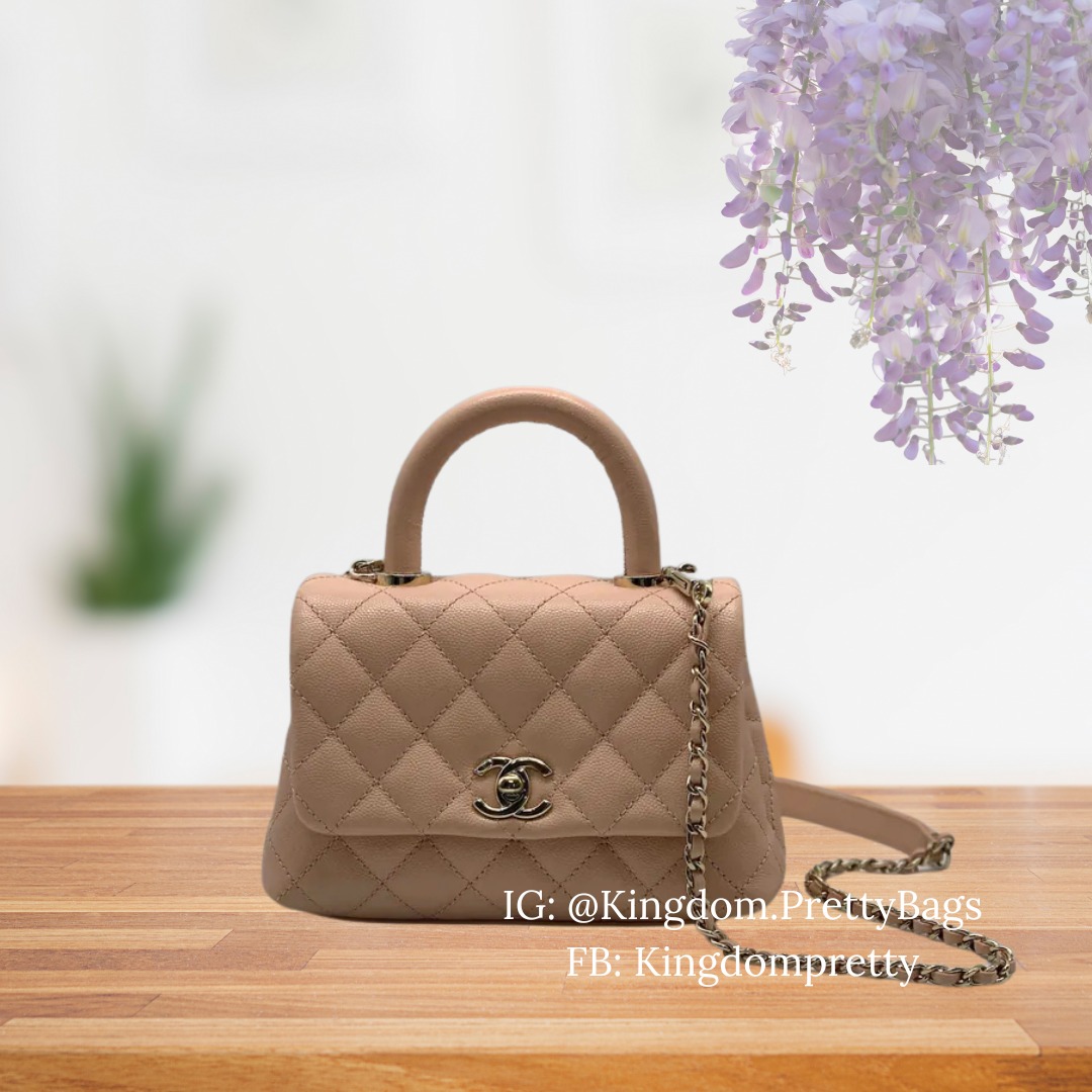 Chanel Coco Handle Mini Size Caviar Top Handle Flap Bag CC Turnlock ...