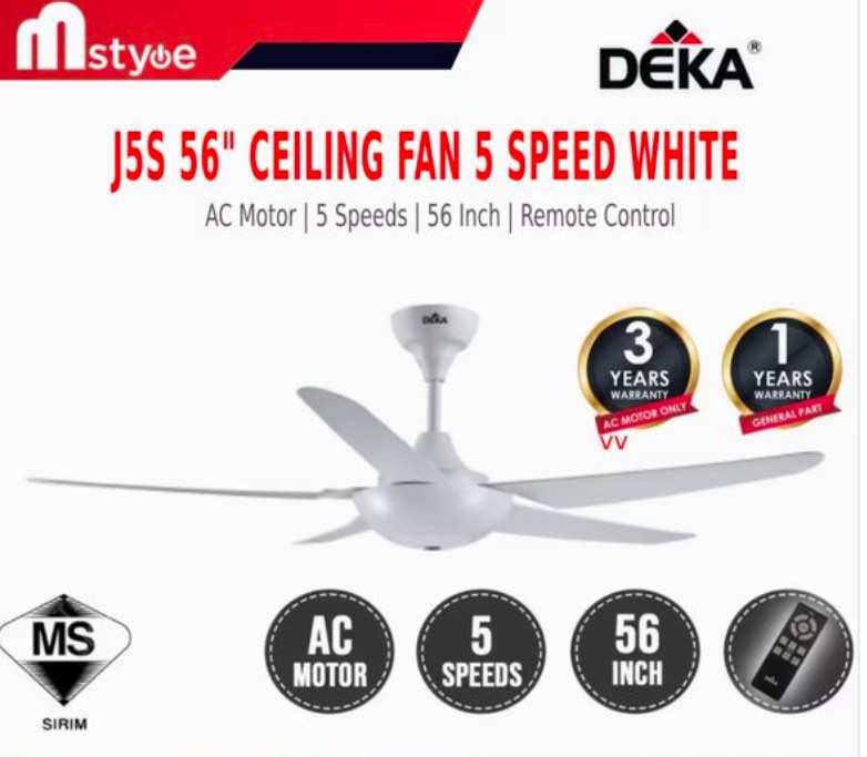 Deka J5S Fan (56inch) - Black color, Furniture & Home Living, Lighting ...
