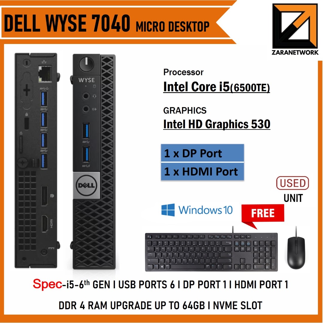 DELL WYSE 7040 MICRO DESKTOP / PC / CPU CORE i5 6th GEN, Computers ...