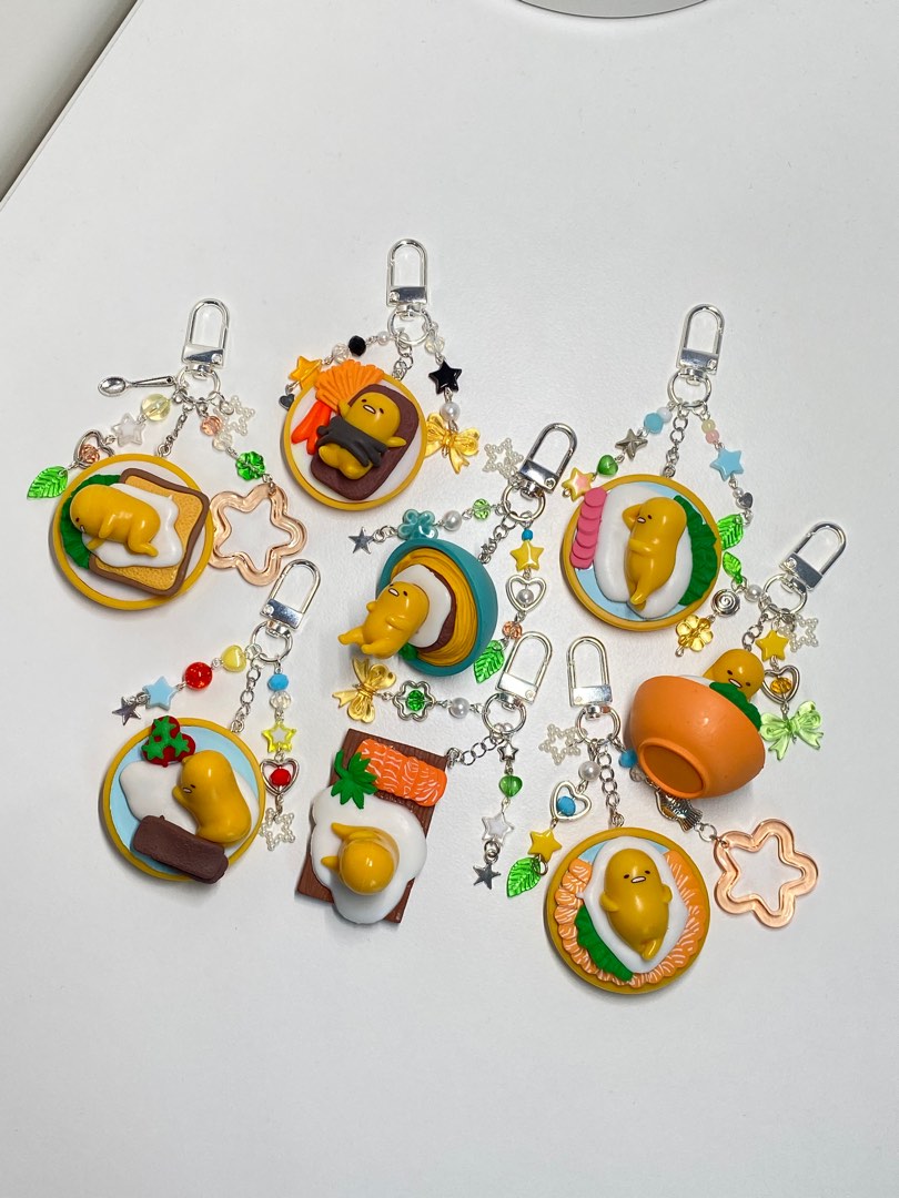 gudetama food keychains, Hobbies & Toys, Toys & Games on Carousell