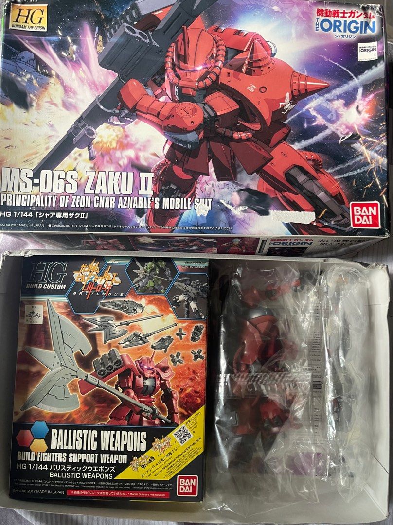 Hg Gto 1/144 Zaku II + Ballistic weapon set, Hobbies & Toys, Toys & Games on Carousell