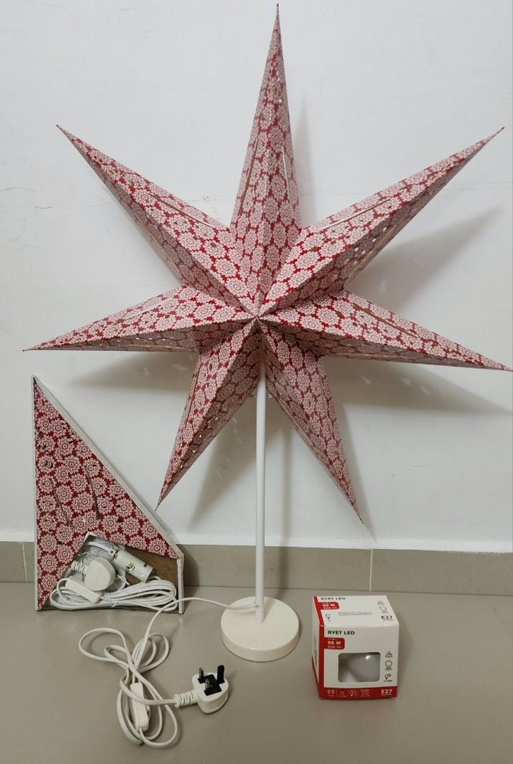 IKEA Christmas Decoration - Strala Shaped Star With Cord Pendant and ...