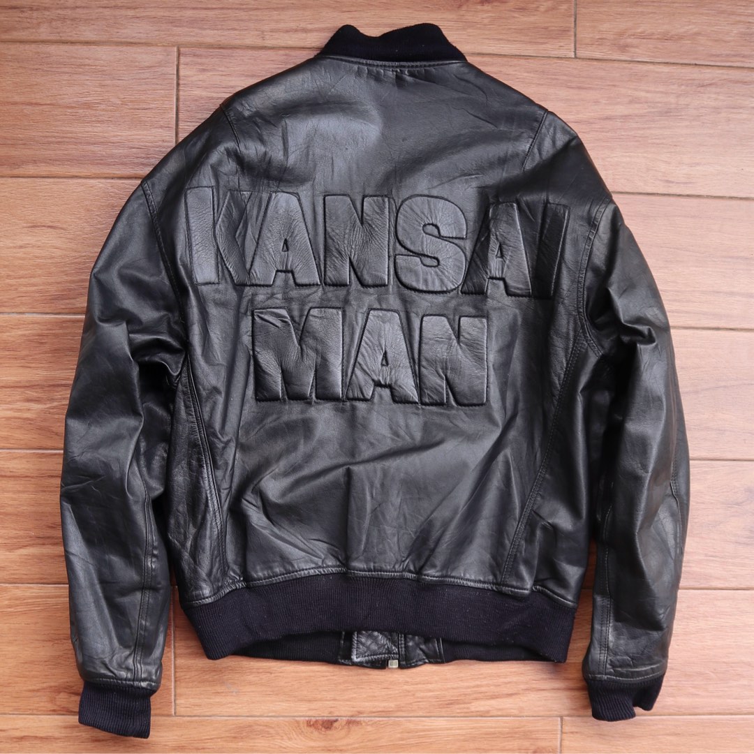 KANSAI YAMAMOTO Jaket kulit asli varsity bomber vintage size L fit XL ...