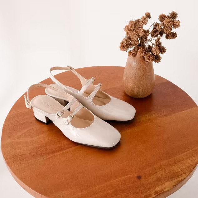 La Vita E Bella Alice Mary Jane Beige Krem Sepatu Sandal Hak Wanita ...