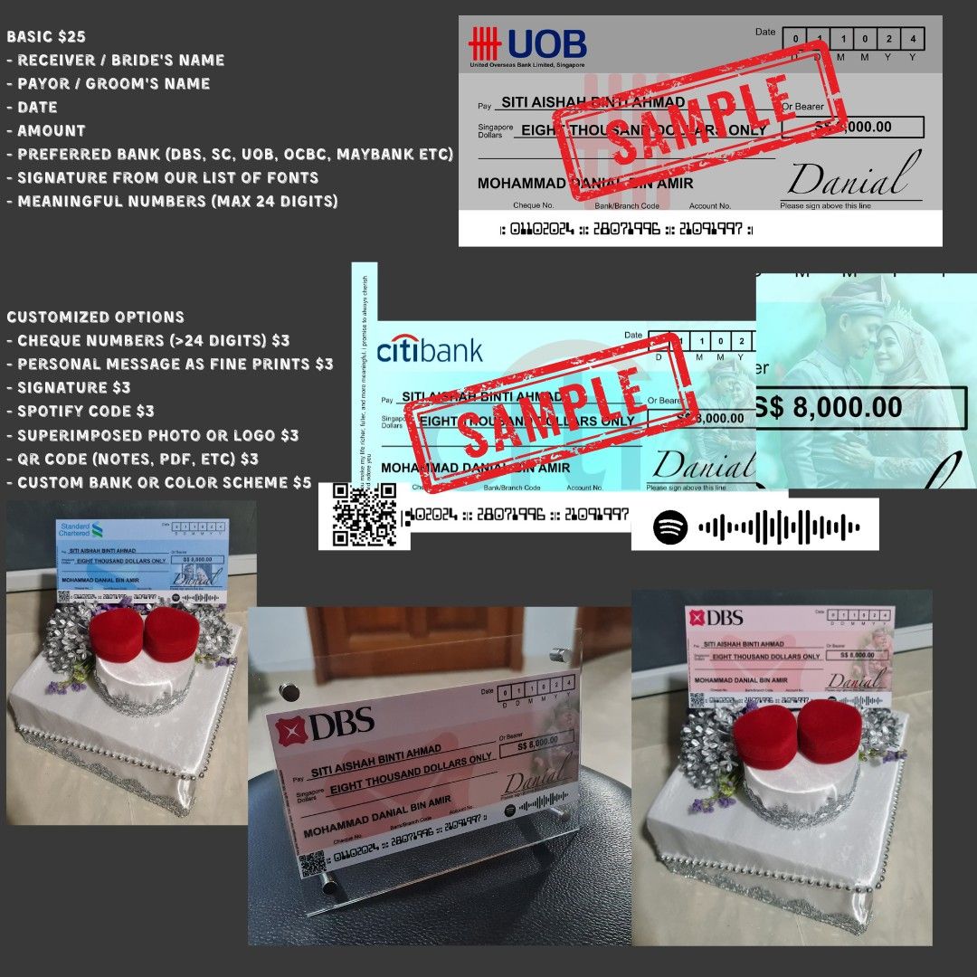 Mock Cheque, Hantaran Cheque, Ceremonial Cheque, Presentation Cheque ...