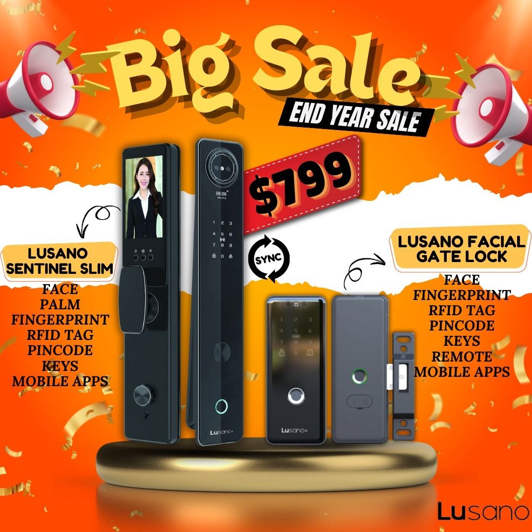 [OFFICIAL STORE] HDB Gate & Door Lusano+ Sentinel Door Lock + Lusano+ ...