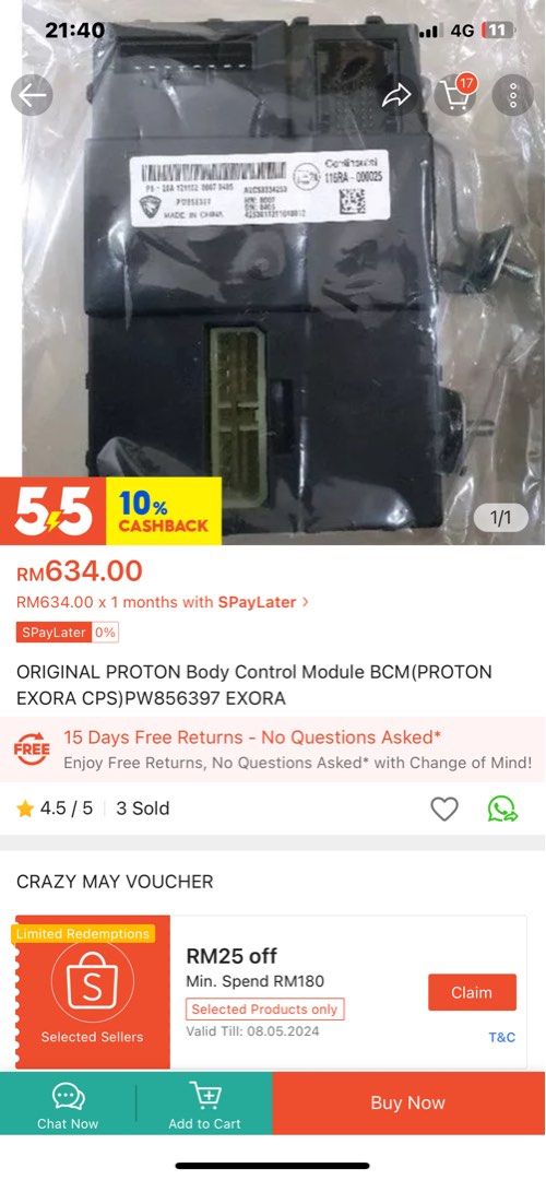 ORIGINAL PROTON Body Control Module BCM(PROTON EXORA CPS)PW856397 EXORA ...