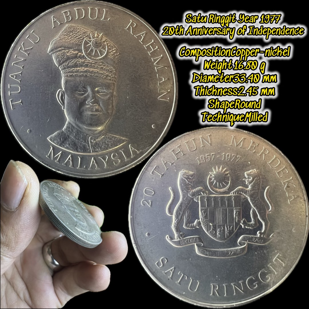 Satu Ringgit 1957- (1977) 20th Anniversary of Independence, Hobbies ...