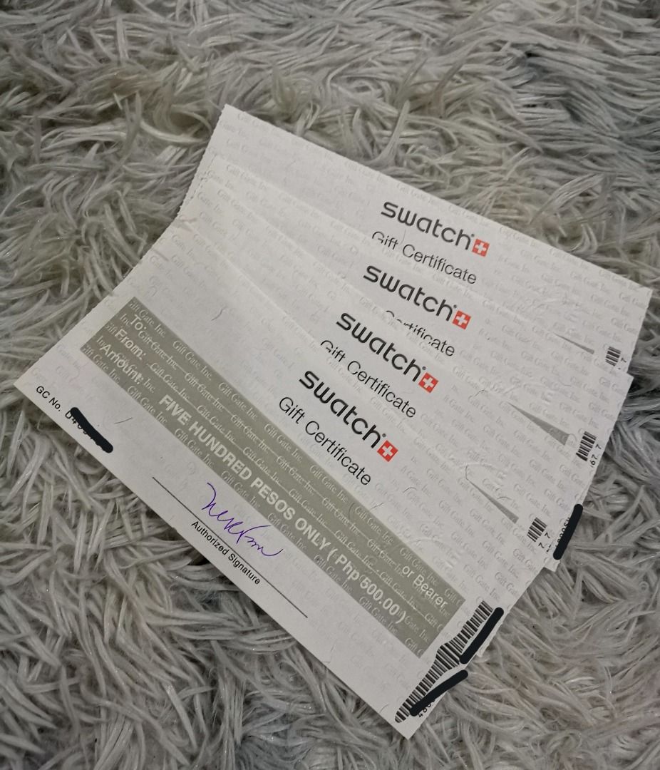 2000 Php Swatch Gift Certificate w/ FREE 1 Fire Tiger Gift Cheque ...