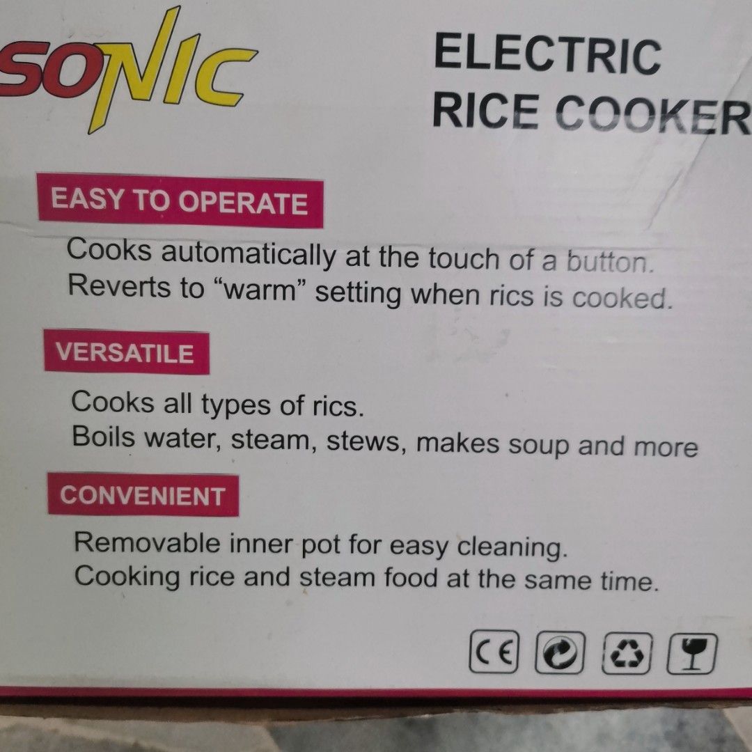 [USED] SONIC ELECTRIC RICE COOKER ( 1.8 LITER ), TV & Home Appliances ...