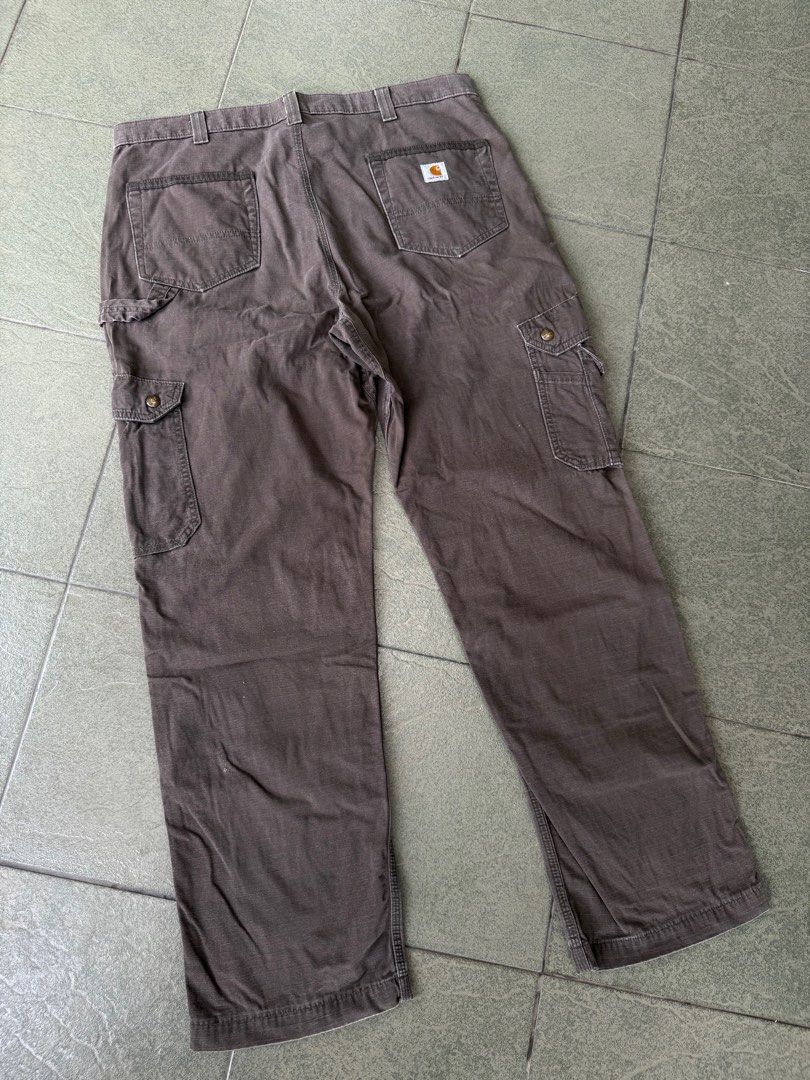 W39 Carhartt Cargo Ripstop Double Knee Dark Coffee, Men's Fashion ...