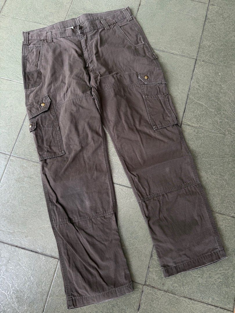 W39 Carhartt Cargo Ripstop Double Knee Dark Coffee, Men's Fashion ...