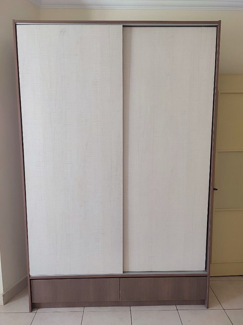 Wardrobes Almari sliding 2 pintu 2 laci custom made, Furniture & Home ...
