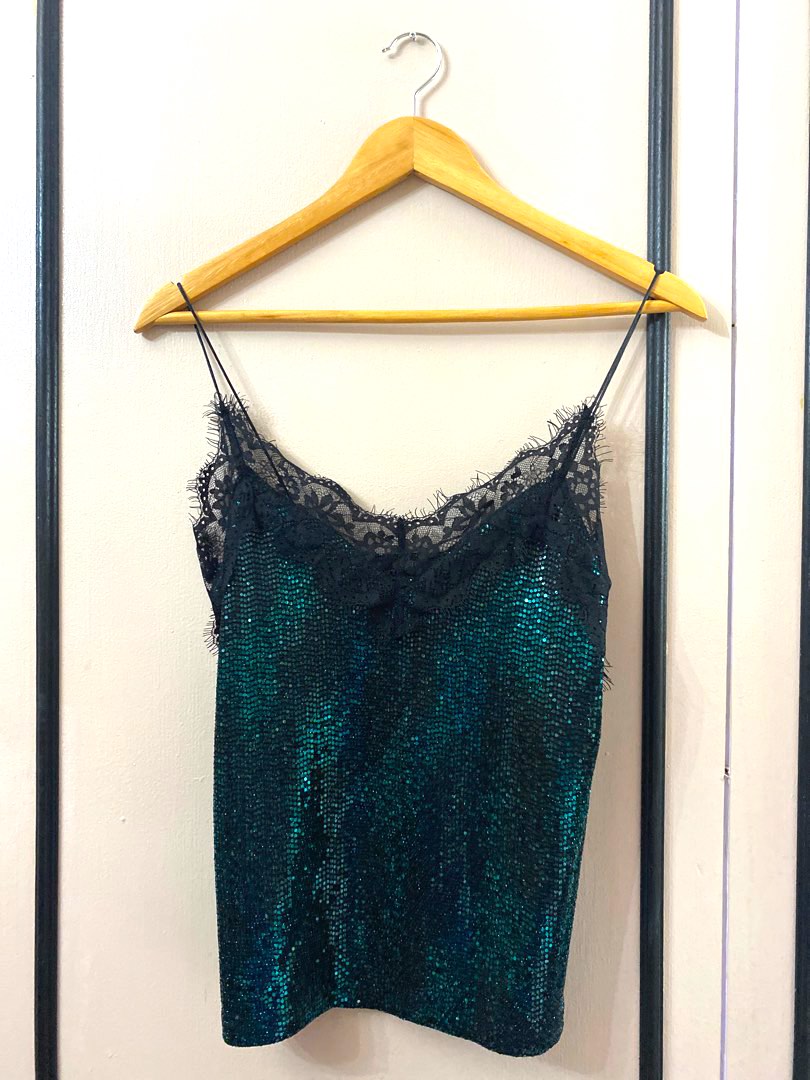 ZARA BLUE GREEN TOP | PARTY TOP| ZARA BLACK LACE TOP| ZARA SPARKLY TOP ...