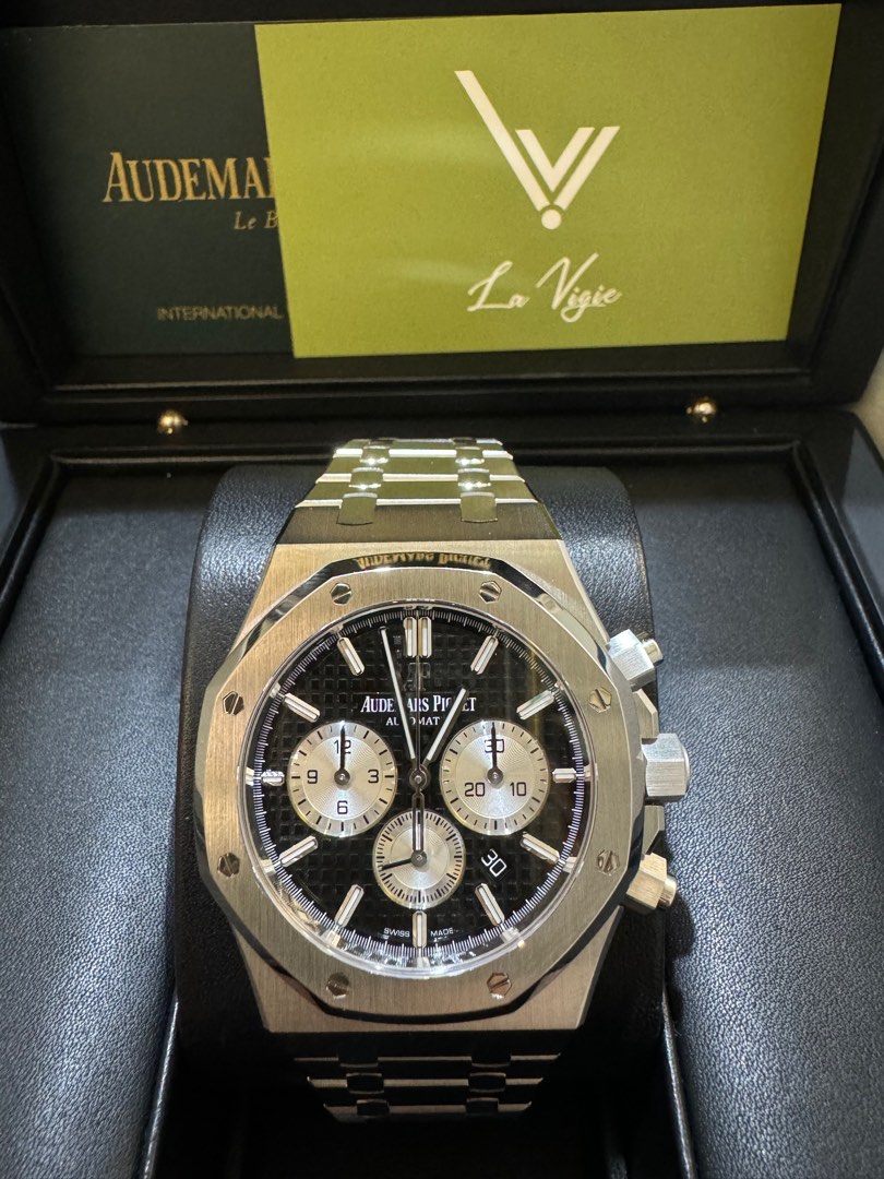 Audemars Piguet 愛彼 26331ST Royal Oak Chronograph 41mm black dial 26331 ...