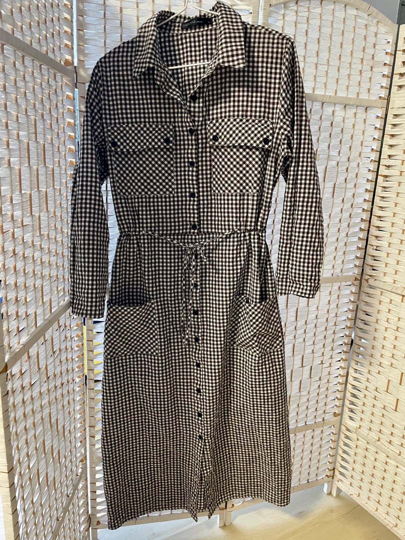 Checkers Dress coffee color, Women's Fashion, Dresses & Sets, Dresses ...