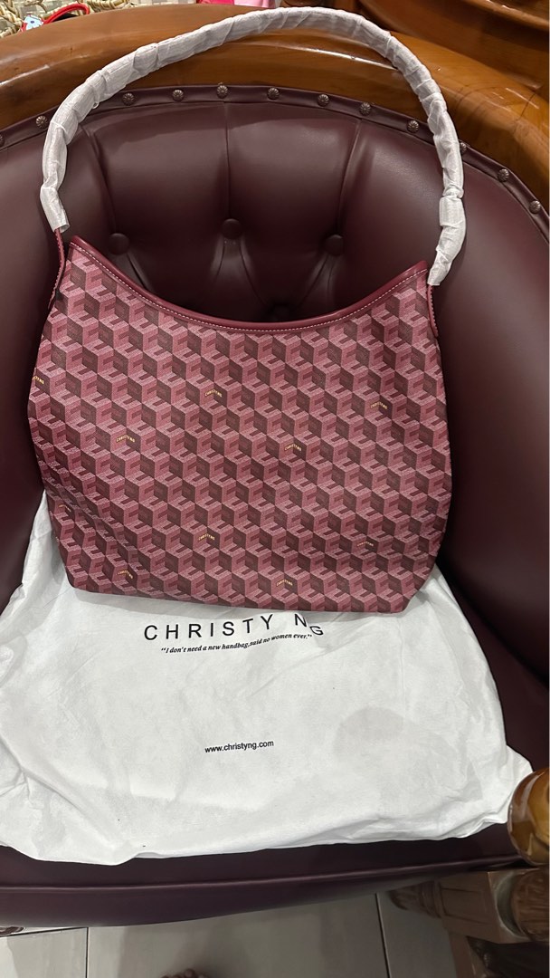 CHRISTY NG - HOBO BAG LARGE - BURGUNDY, Fesyen Wanita, Tas & Dompet di Carousell