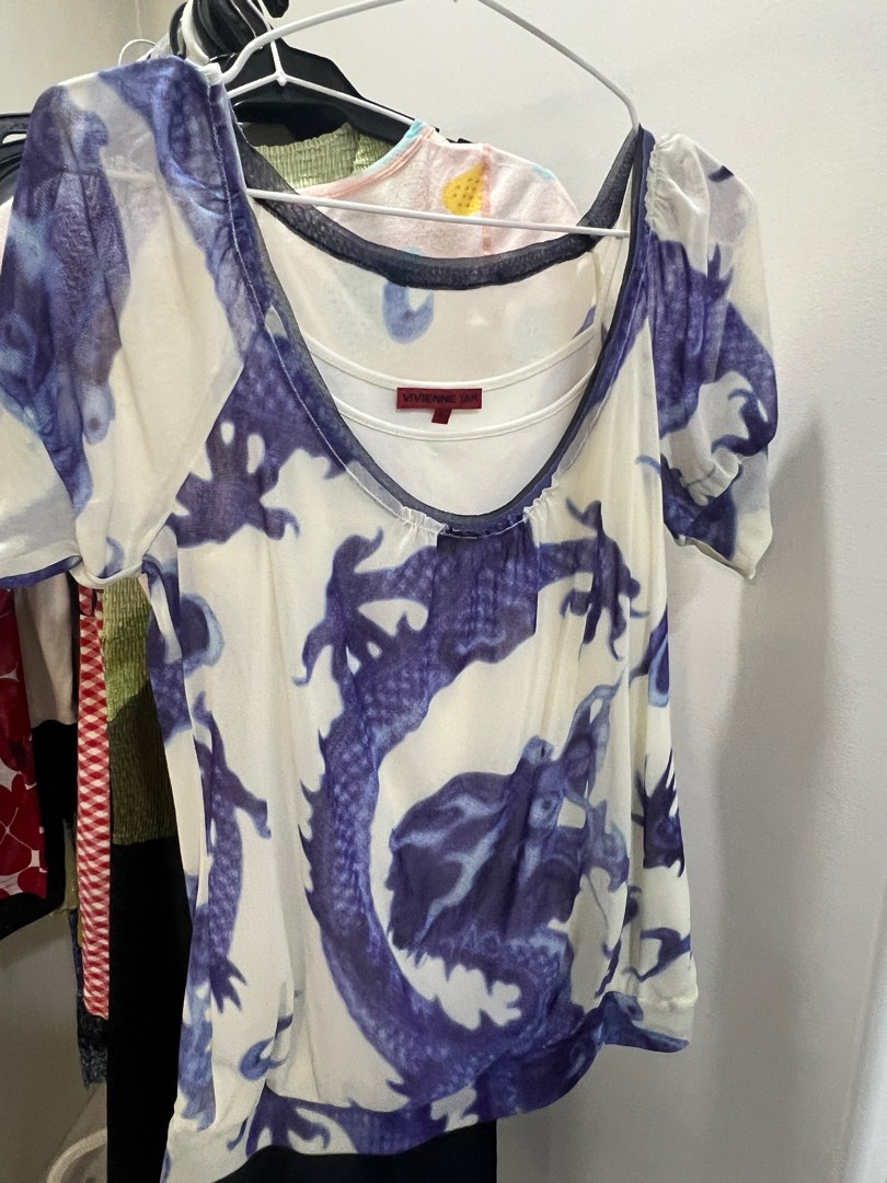 vivienne tam dragon mesh top, Women's Fashion, Tops, Blouses on Carousell