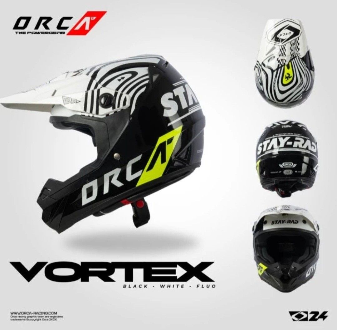 HELM MOTOCROSS ORCA POWERGEAR VORTEX SERIES ORIGINAL HELMET FULL FACE ...