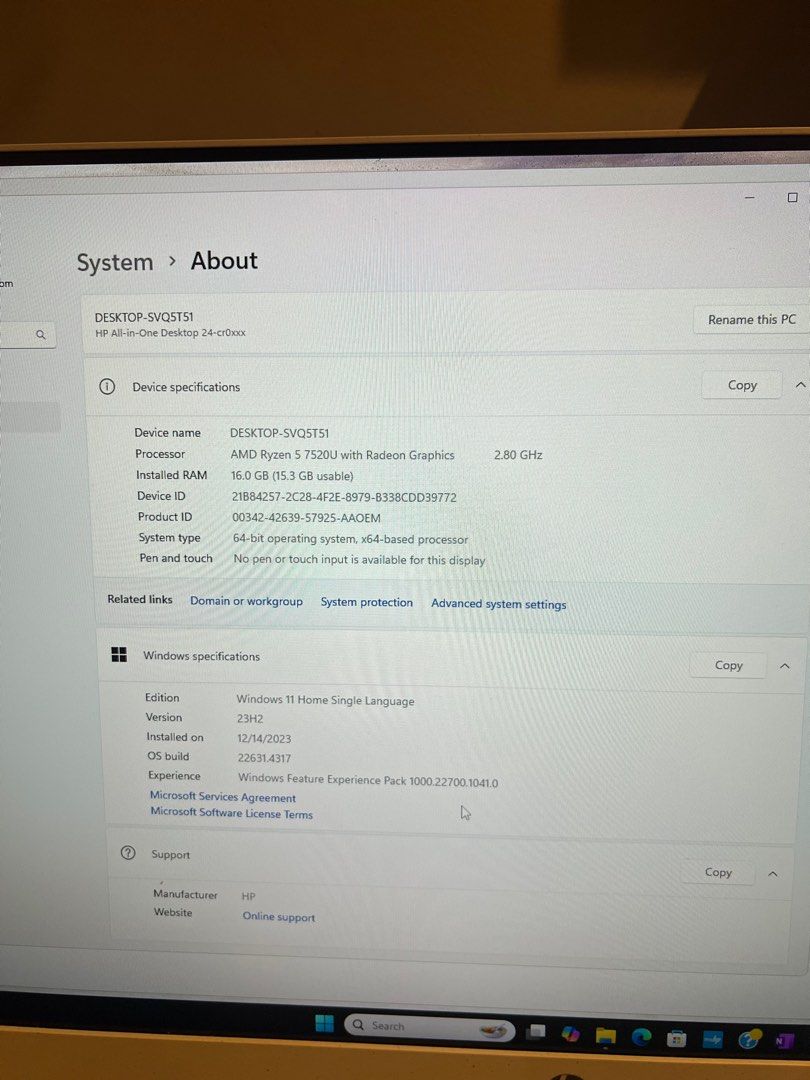 HP All In One AMD RYZEN 5 Desktop, Computers & Tech, Desktops on Carousell