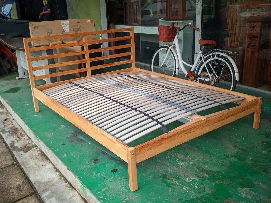 IKEA Tarva Queen Bed with Lonset Bed Base, Furniture & Home Living ...