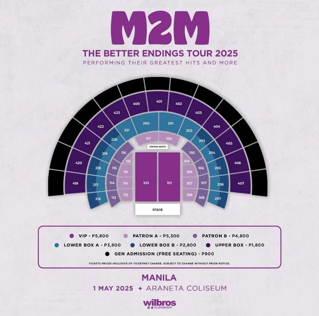 3 tickets for 2700 M2M The Better Endings Tour 2025 Manila Day 1 (May ...