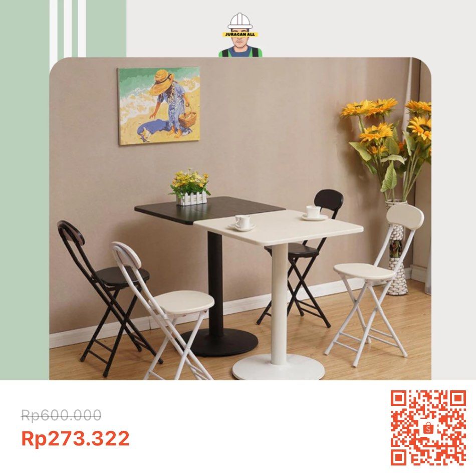 MEJA CAFE / MEJA KAFE / CAFE TABLE / TABLE CAFE / MEJA CAFE BULAT PUTIH ...