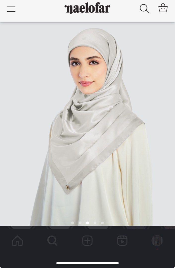 Original (New) Naelofar woda woven satin square in dove (silver to ...