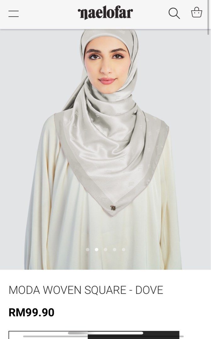 Original (New) Naelofar woda woven satin square in dove (silver to ...
