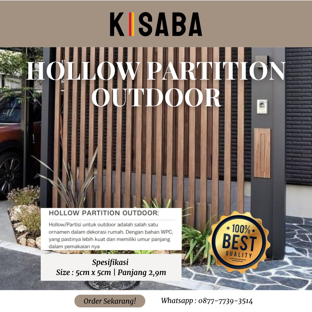 Partisi Hollow WPC Kisi-Kisi Outdoor 5cm x 5cm | Tahan Cuaca Motif Kayu ...