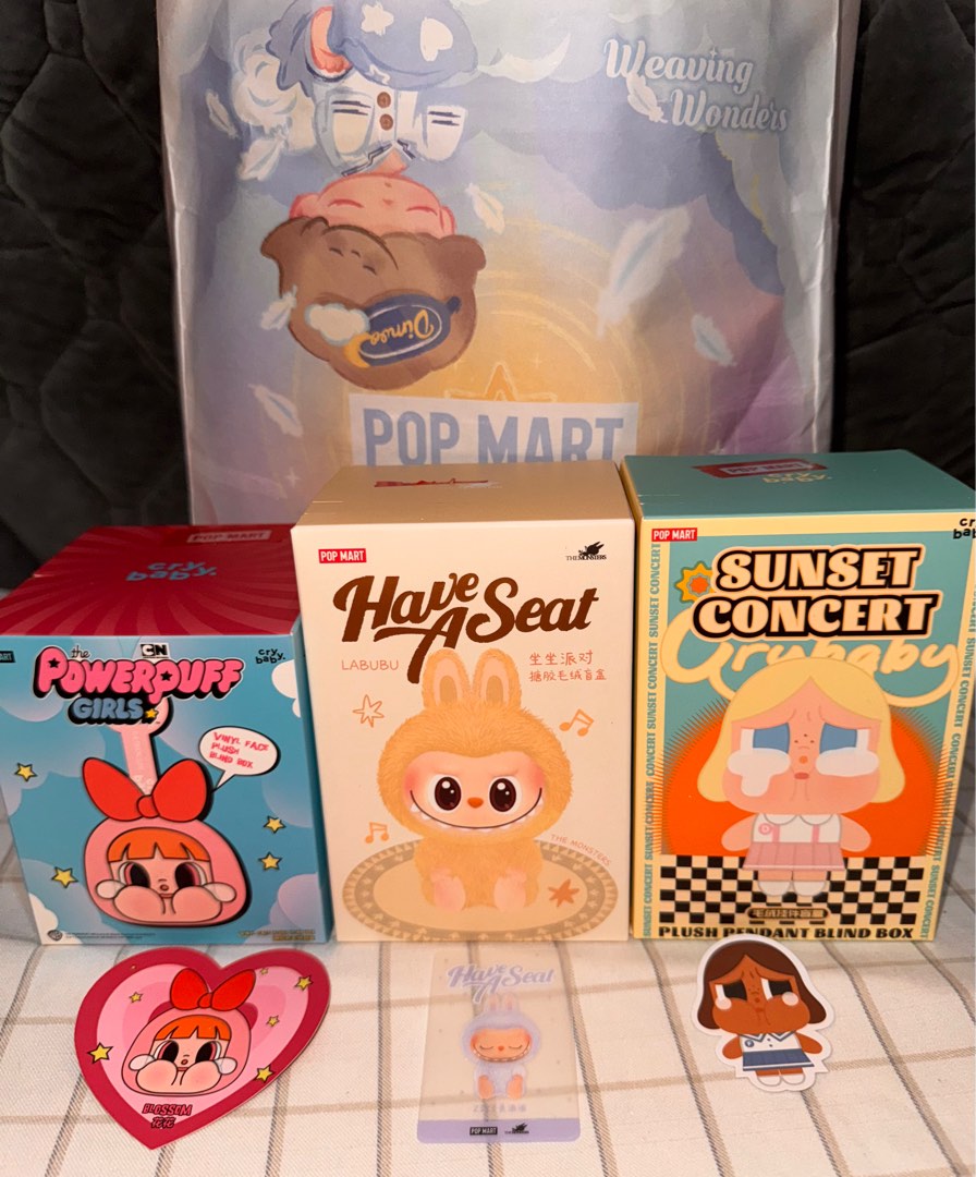 POPMART HAVE A SEAT LABUBU POWERPUFF VINYL PLUSH SUNSET CONCERT CRYBABY ...