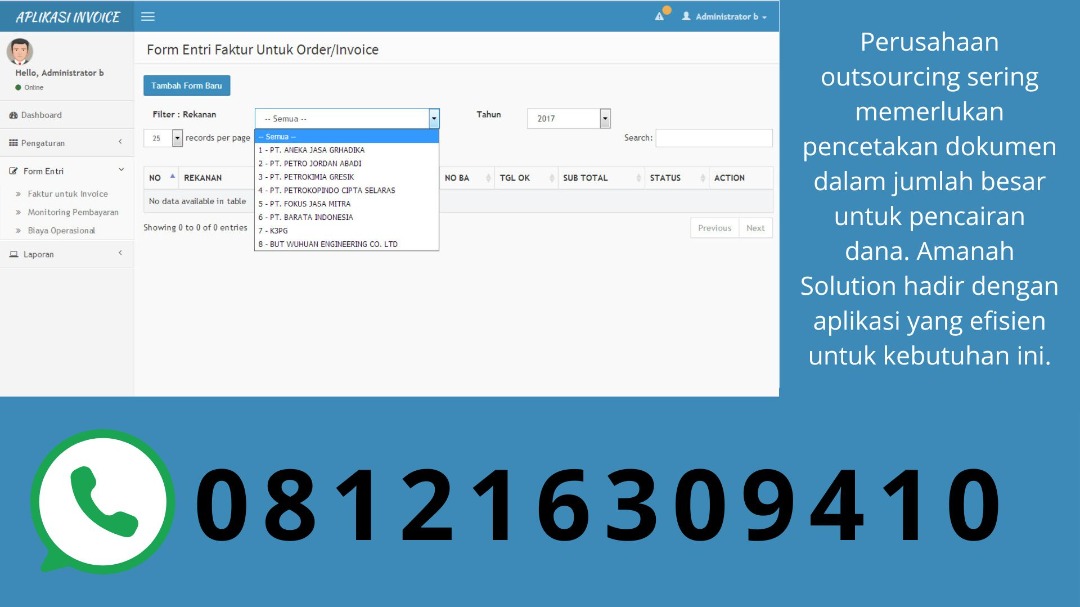 software manajemen invoice perusahaan outsourcing proyek (081216309410 ...