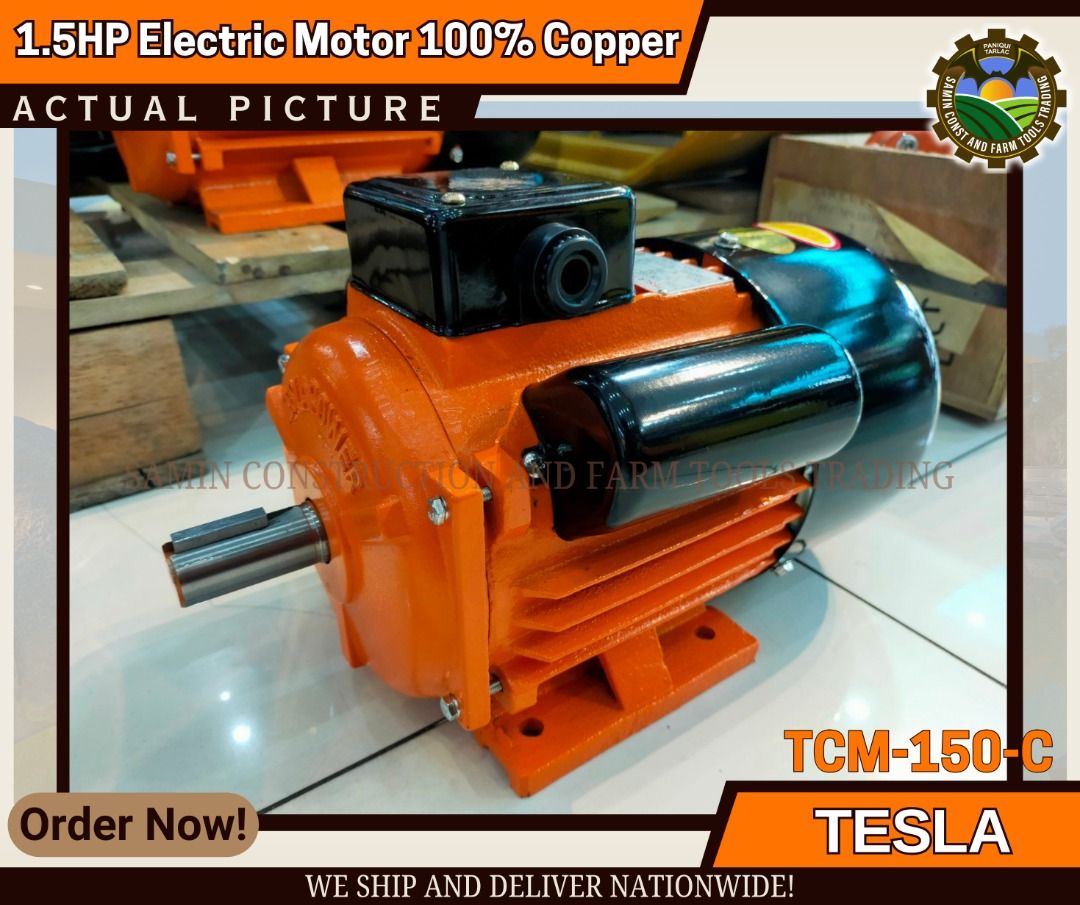 T E S L A 1.5HP Single Phase Copper Electric Motor/Induction Motor (TCM ...