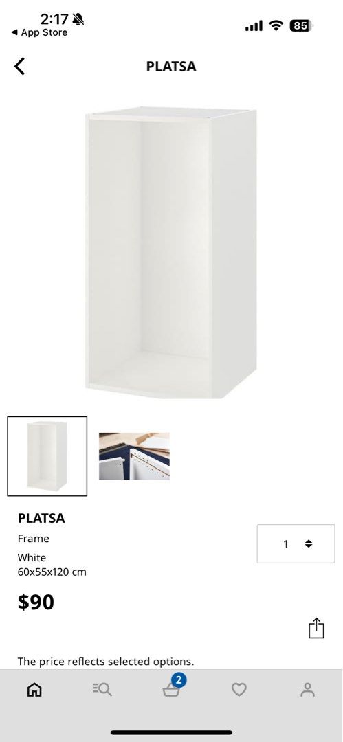 x1 IKEA PLATSA 60cm Wardrobe with Clothes Hanger, Furniture & Home ...