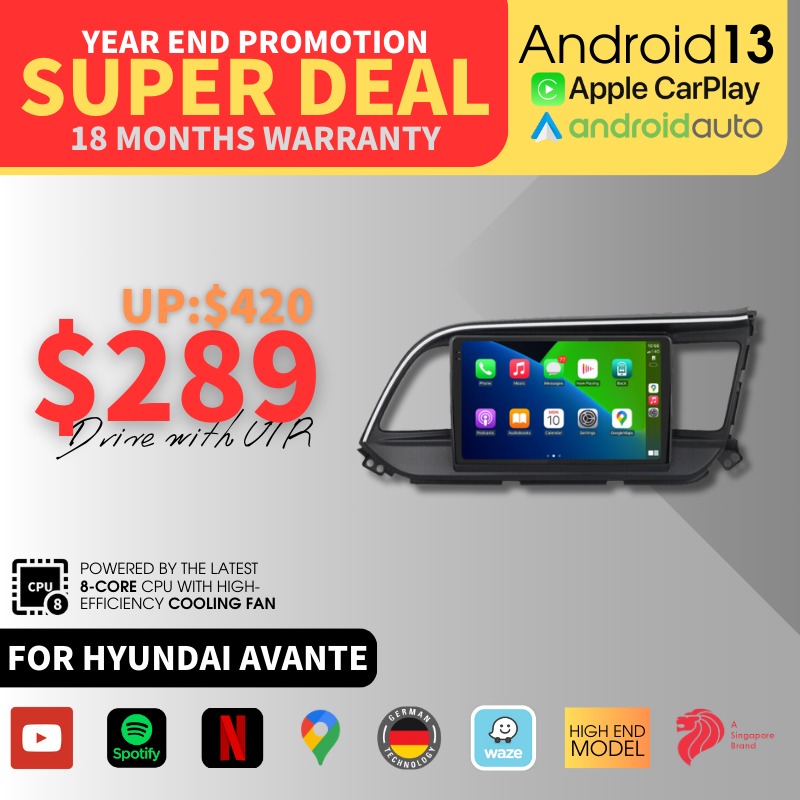 2K QLED HIGH-END LATEST ANDROID 13 HYUNDAI AVANTE ANDROID PLAYER FOR ...