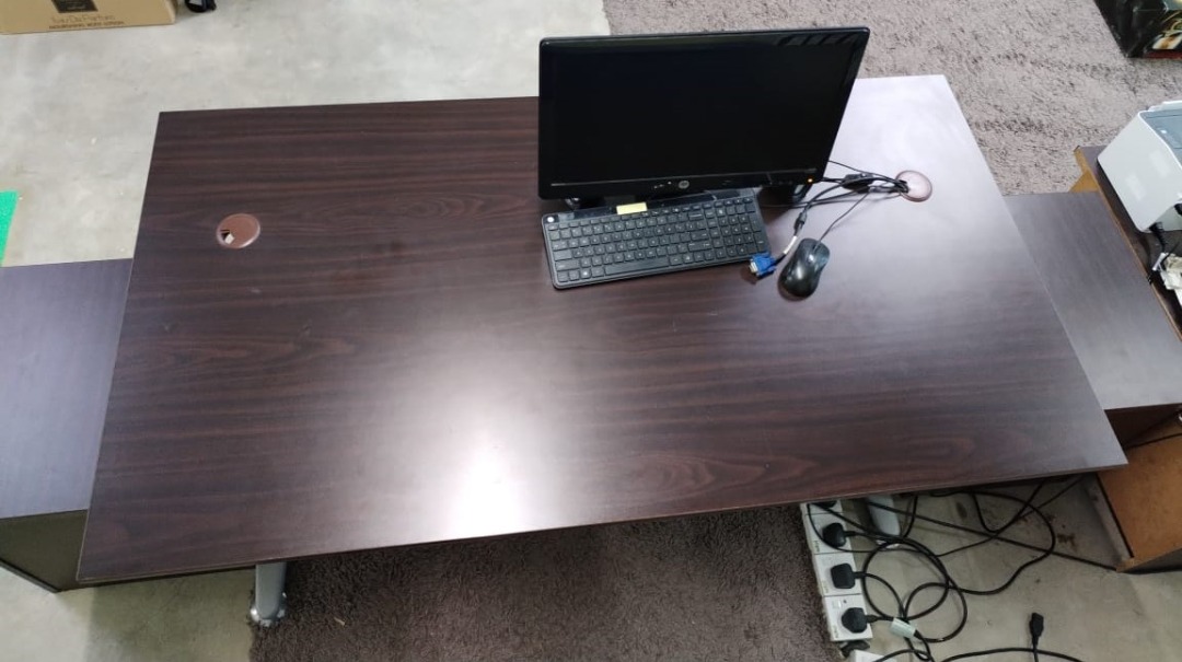 5ft Office Table Solid Wood c/w Metal Leg & Metal Modesty Panel ...