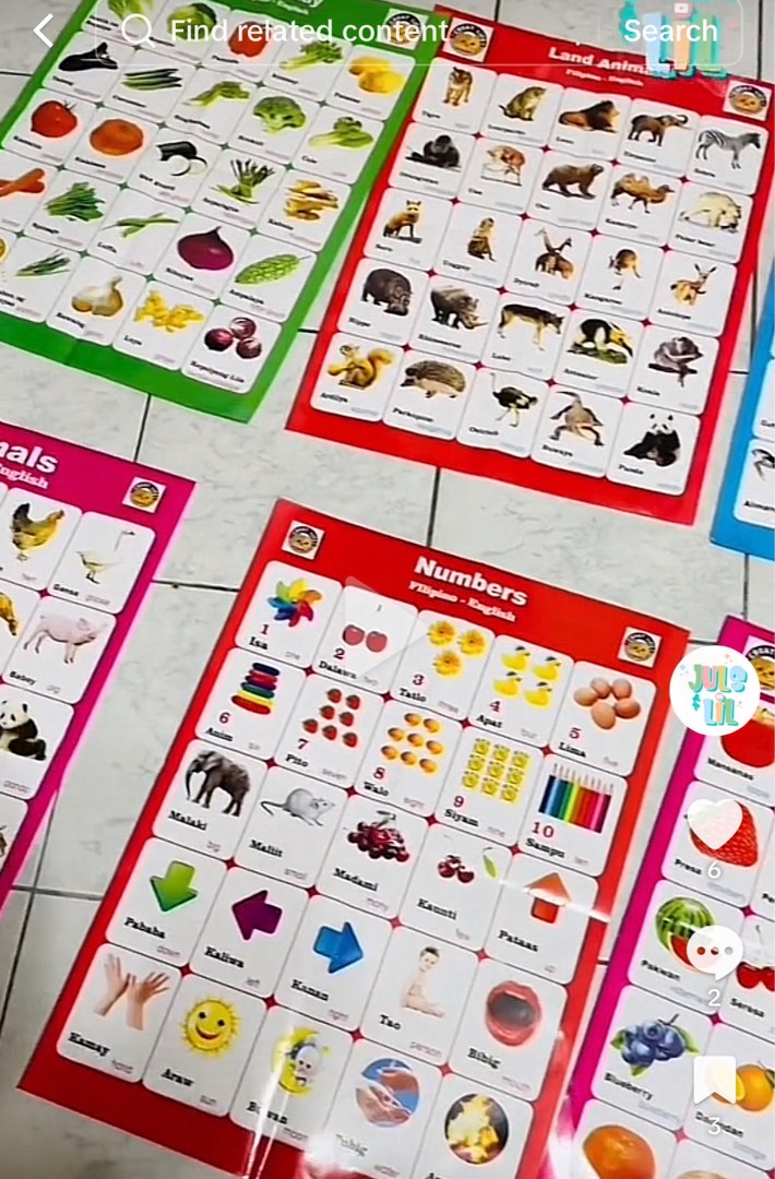 6pcs educational chart tagalog english, Hobbies & Toys, Toys & Games on ...