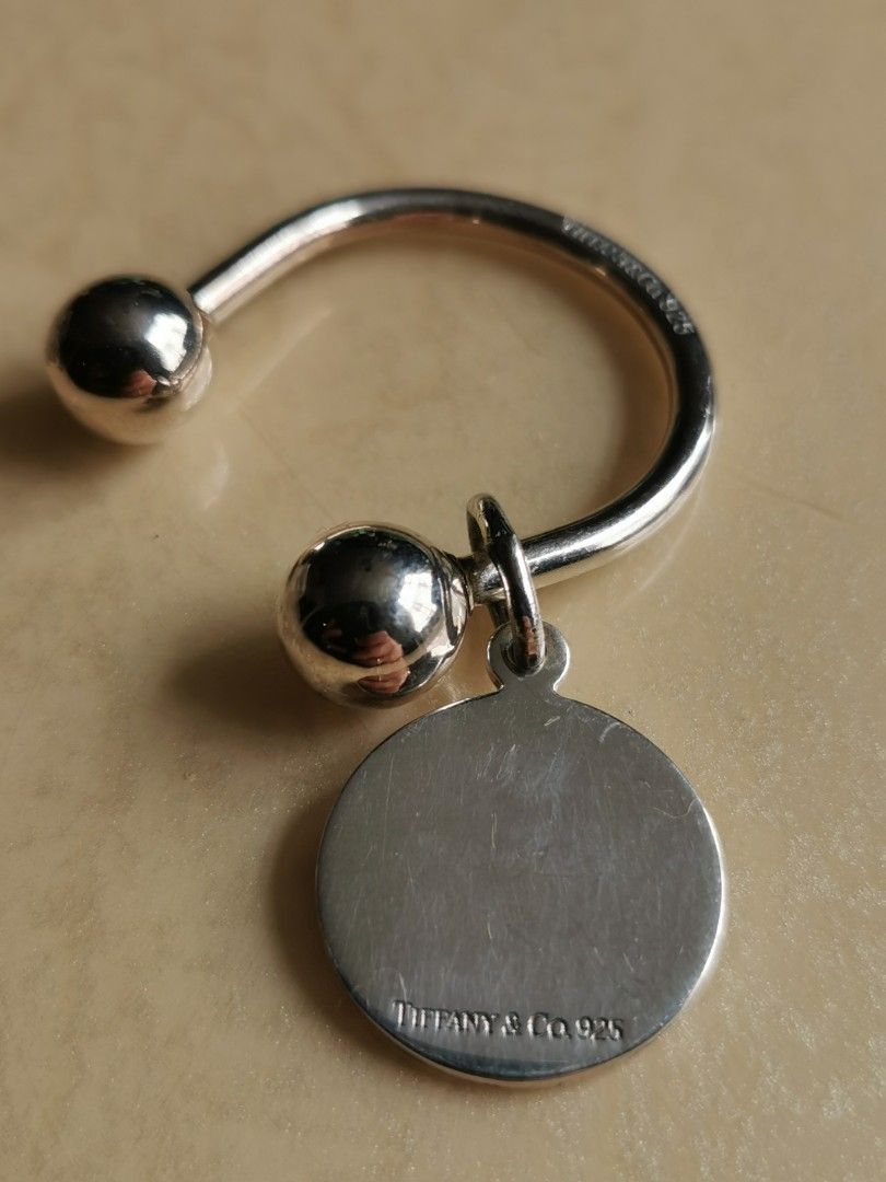 Authentic © Tiffany & Co. Sterling Silver Key Chain With Round Charm ...