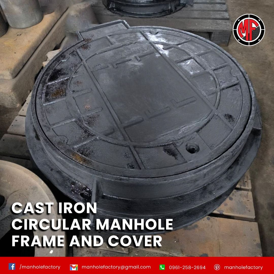 Cast Iron Circular Manhole Frame and Cover Custom Design, Commercial ...