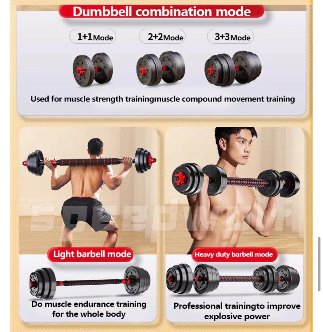 Complete Dumbbell Set Detachable 20kgs Weights Barbell Set PVC Gym ...