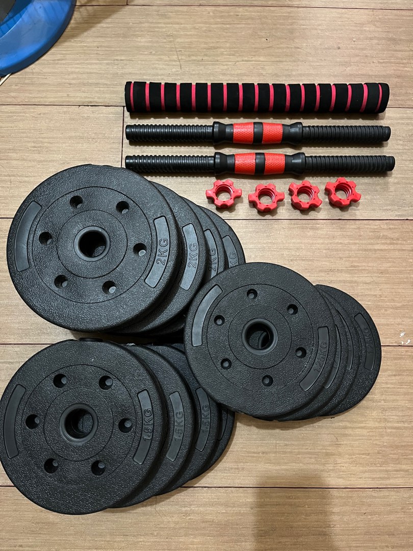 Complete Dumbbell Set Detachable 20kgs Weights Barbell Set PVC Gym ...