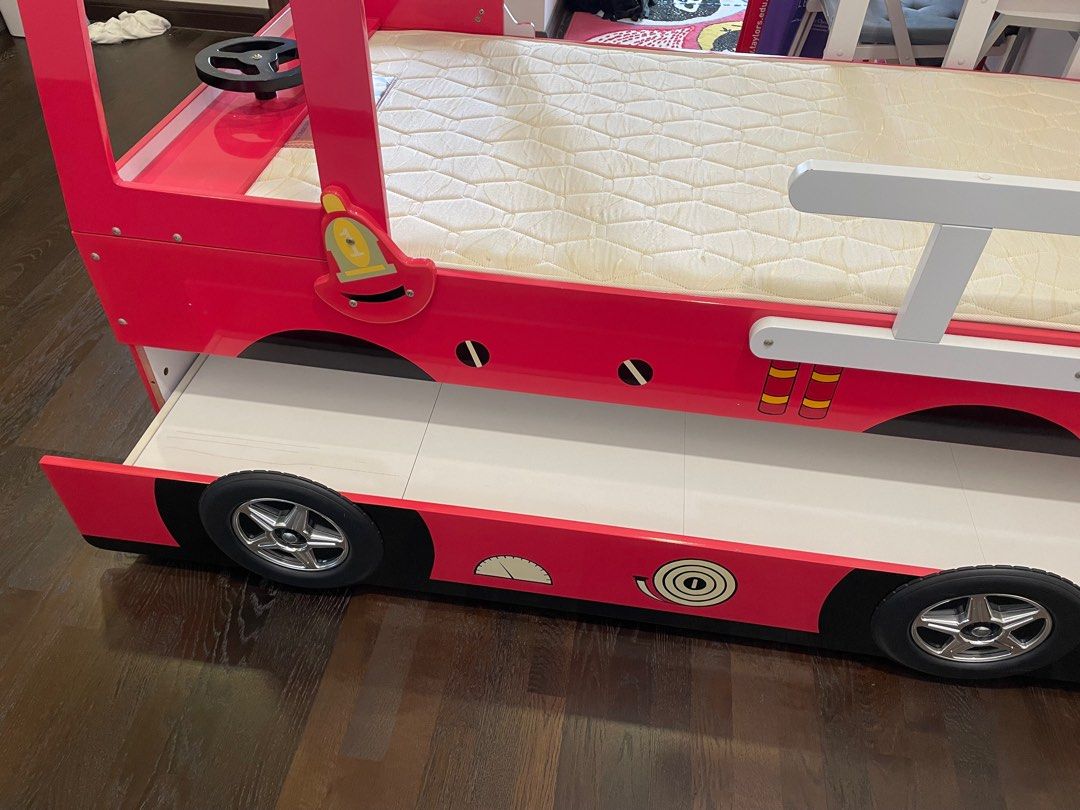 Double deck fire engine bed, Furniture & Home Living, Furniture, Bed ...