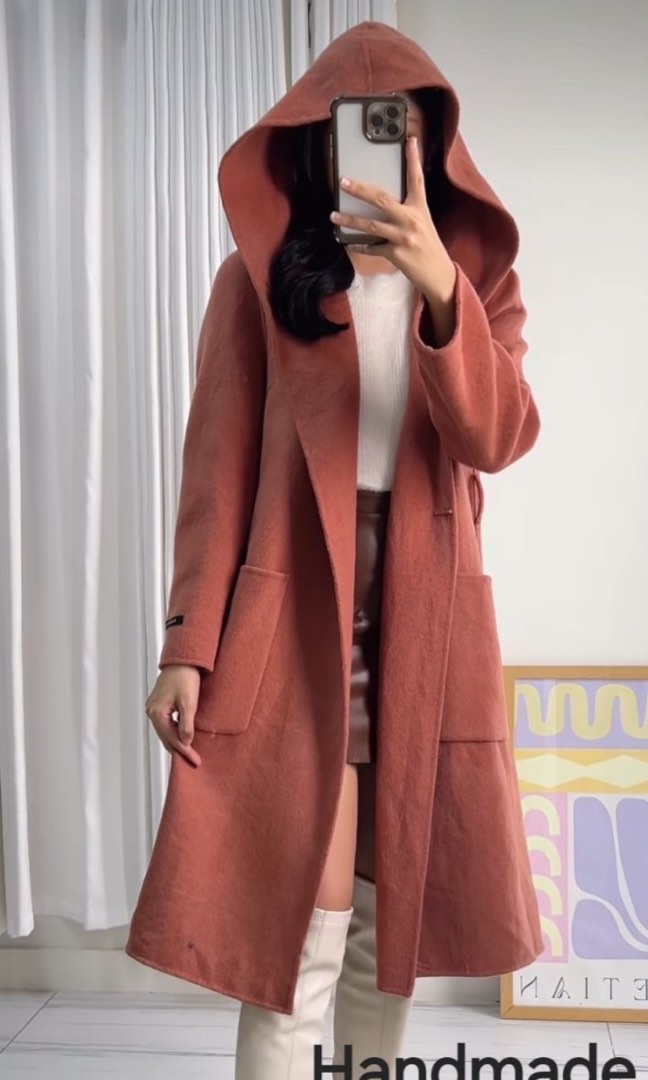 Handmade wool trench coat winter jacket, Women's Fashion, Coats ...