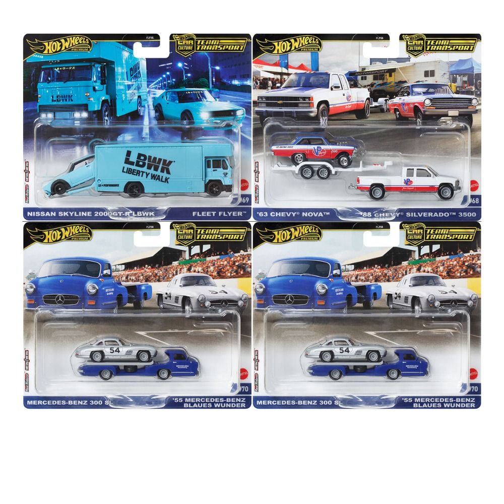 Hot Wheels 1/64 Scale Team Transport 2024 C Case Set of 4 Die-cast Cars ...