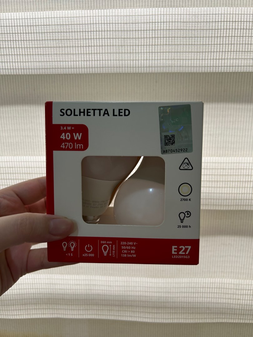 IKEA Solhetta LED E27, Furniture & Home Living, Lighting & Fans ...